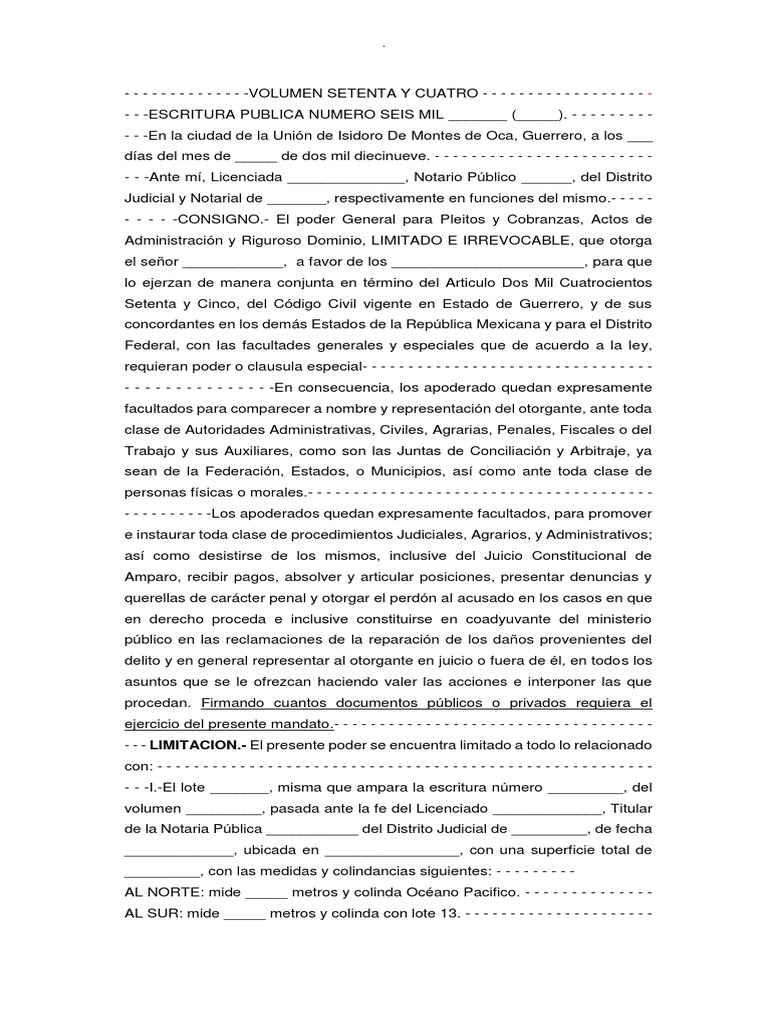 PODER NOTARIAL Formato | PDF | Instituciones sociales | Ciencias sociales