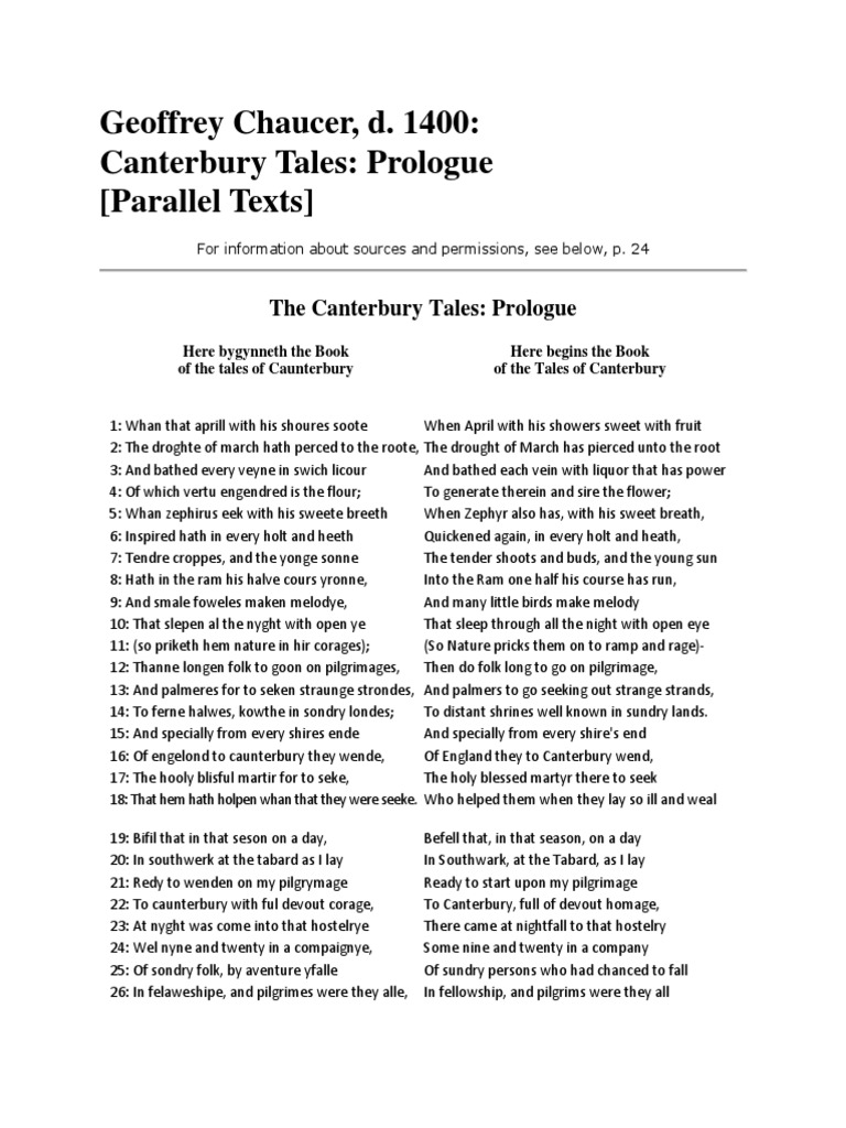 Chaucer, Canterbury Tales - Prologue | PDF