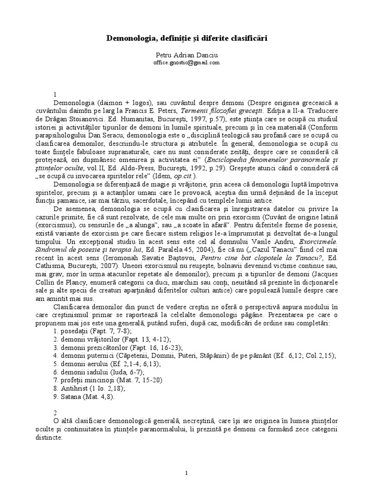 Demonologia Definitie Si Diferite Clasif PDF | PDF