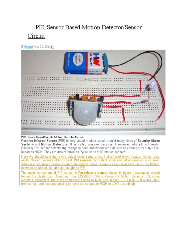 PIR Sensor Based Motion Detector | PDF | Relay | Inductor