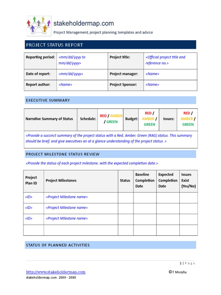 Project Status Report Template | PDF | Projects | Project Management