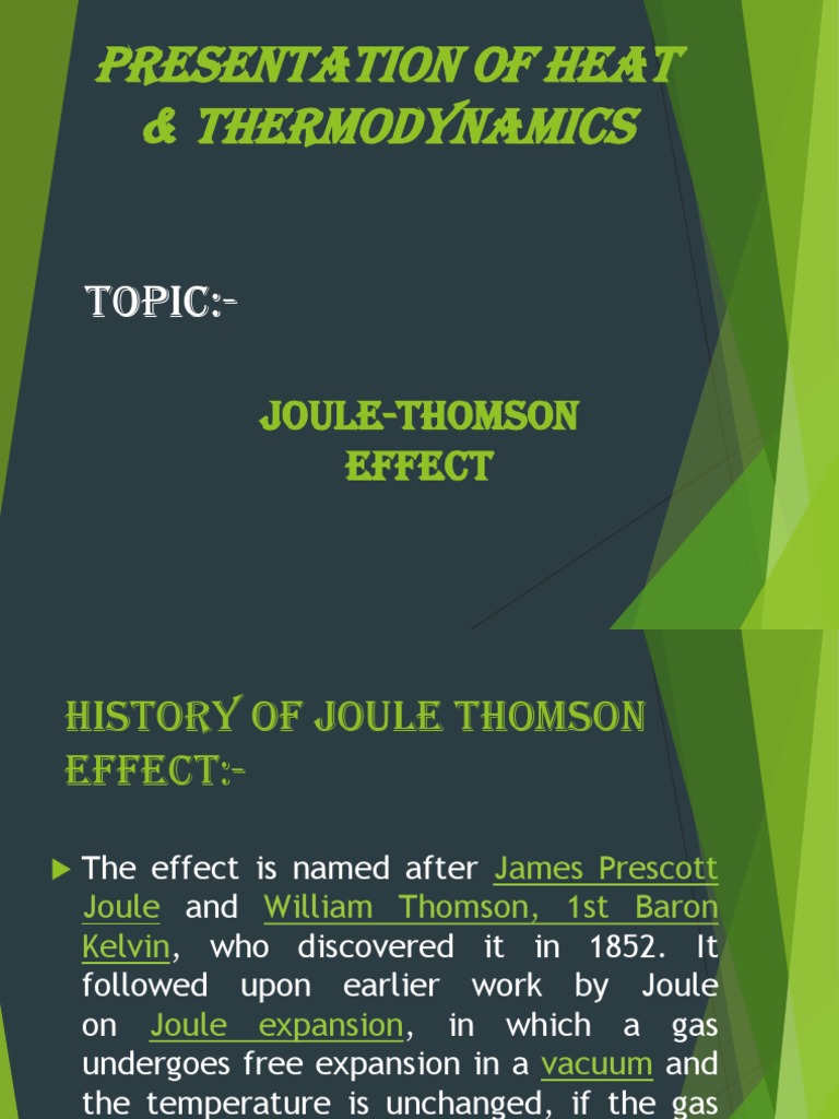 Presentation of Joule Thomson Effect | PDF | Chemical Product ...