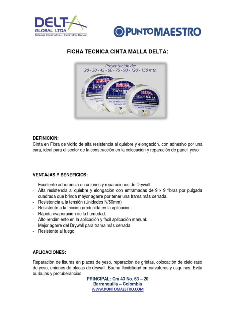 Ficha Técnica de Cinta Malla Delta | PDF