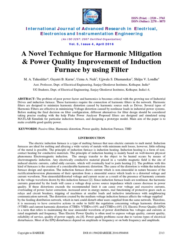 Induction Furnace Using Filters | PDF | Electronic Filter | Capacitor