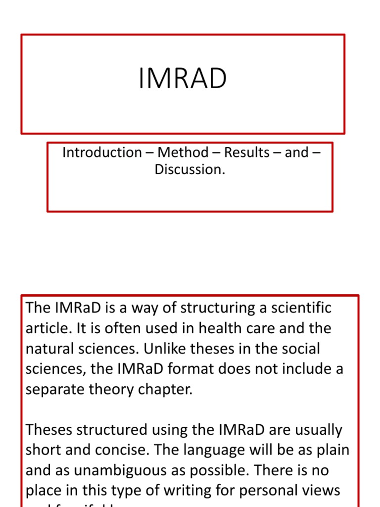 Imrad Pdf Scientific Method Survey Methodology