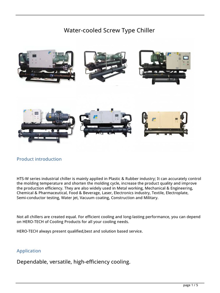 Water Cooled Screw Type Chiller | PDF | Air Conditioning | Engineering ...