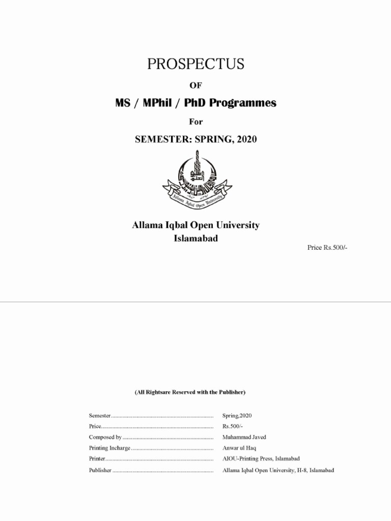 AIOU MPhil and PhD Admission 2025 | PDF | Thesis | Doctor Of Philosophy