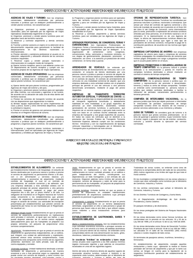 Prestadores de Servicios Turisticos - Definiciones | PDF | Agencia de viajes | Turismo