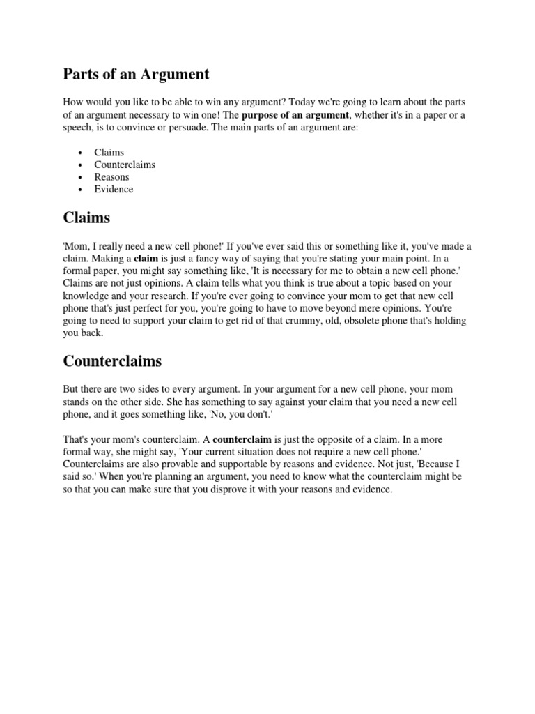 Parts of An Argument | PDF