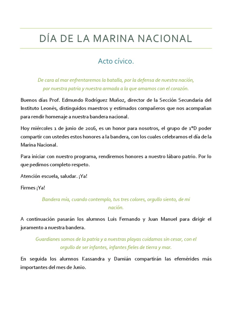 Honores Día De La Marina Pdf México Conflicto Armado