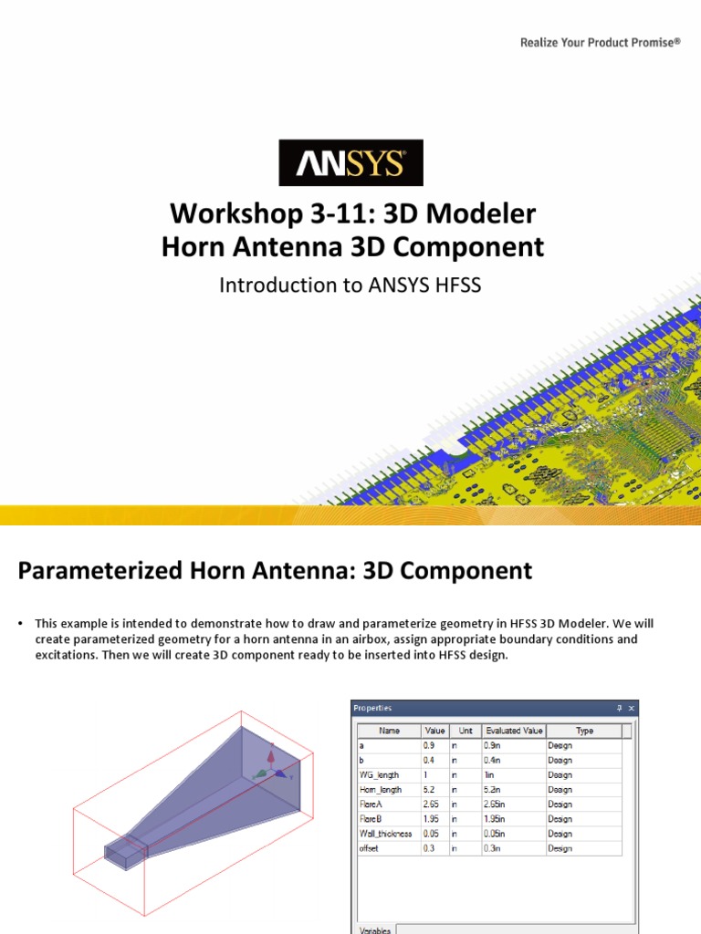Ansys Hfss W03 11 3d Modeler Parameterized Horn Pdf Button Computing Menu Computing 4313