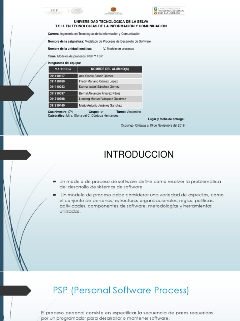 Modelos PSP y TSP en Desarrollo de Software | PDF | Ingeniería de ...