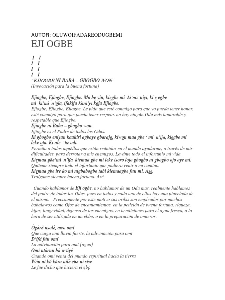 Ejiogbe Completo | PDF | Vida | Santeria
