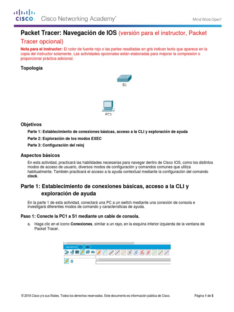 2.1.4.6 Packet Tracer - Navigating The IOS - ILM | PDF | Interfaz de línea de comando | Ios