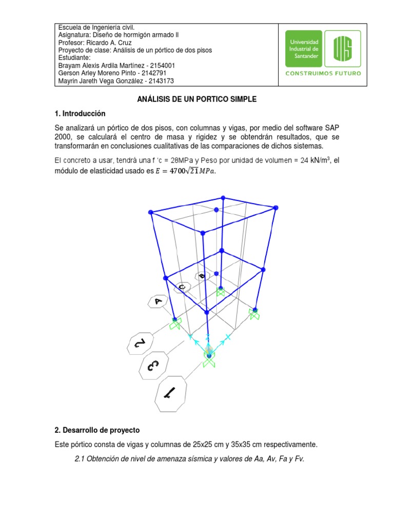 Análisis de Un Portico Simple | PDF | Hormigón | Ingeniería estructural