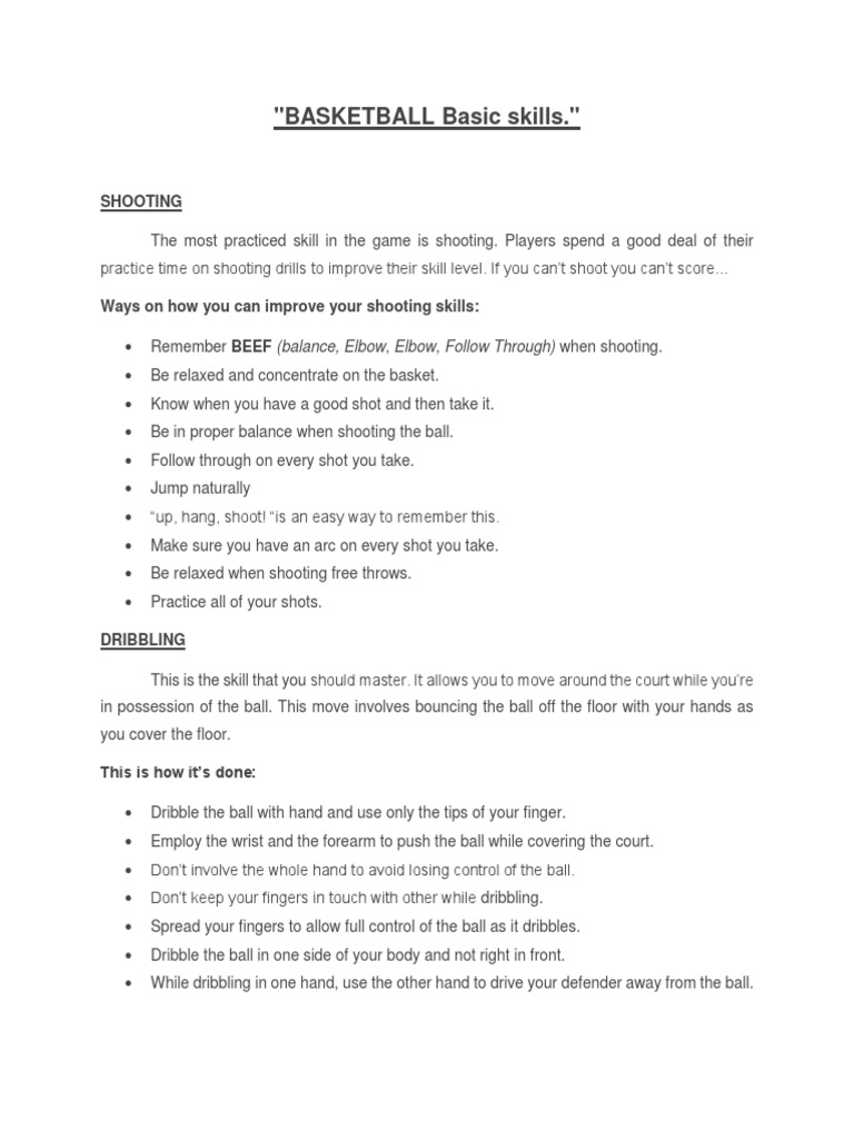 Pe 4 Basic Skills in Basketball | PDF | Sports Rules And Regulations ...