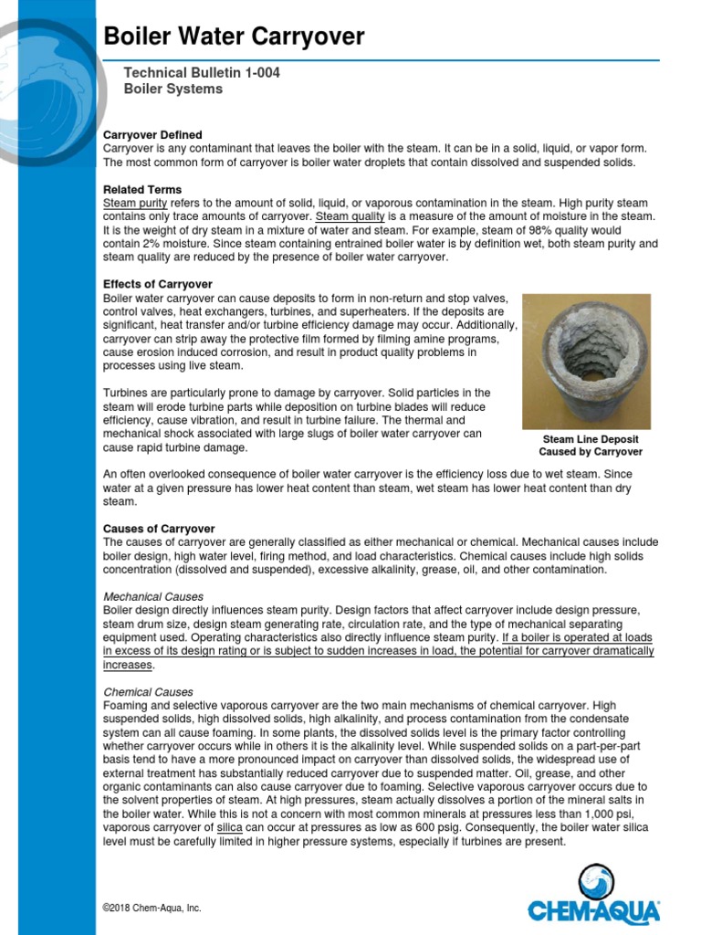 TB1-004 Boiler Water Carryover | PDF | Boiler | Steam