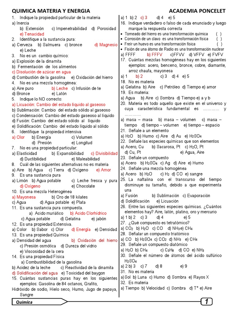 Quimica Materia y Energia | PDF | Carbón | Propiedades del agua