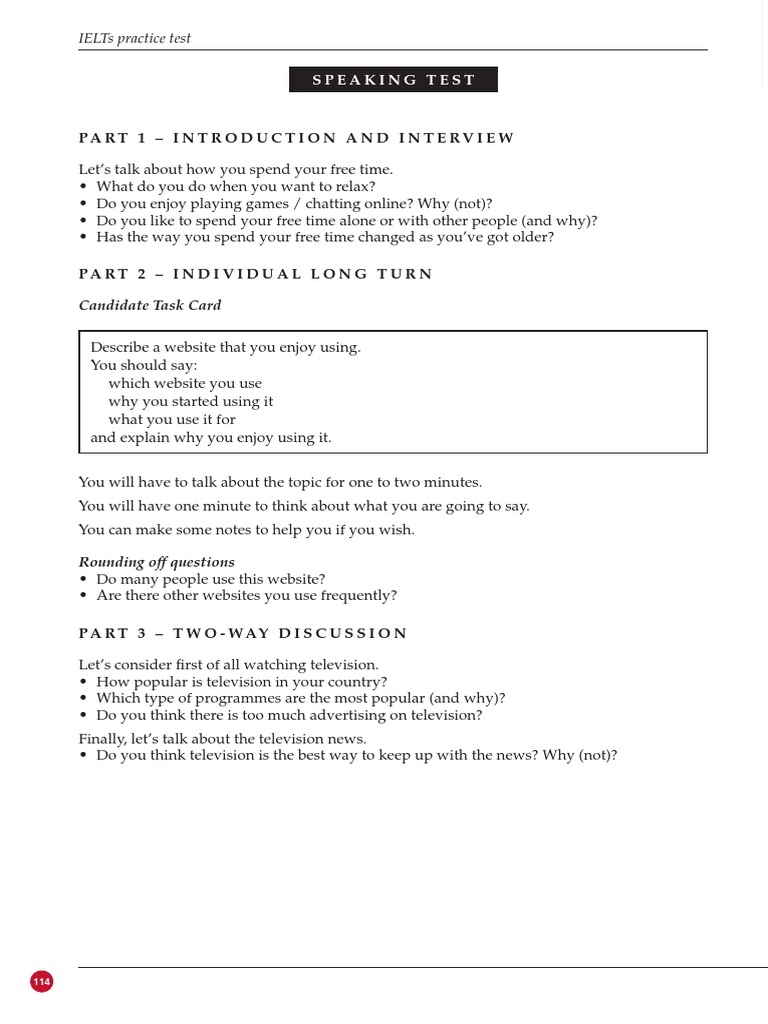 IELTS Speaking Test Intermediate-Upper Intermediate-Advanced - 0 | PDF
