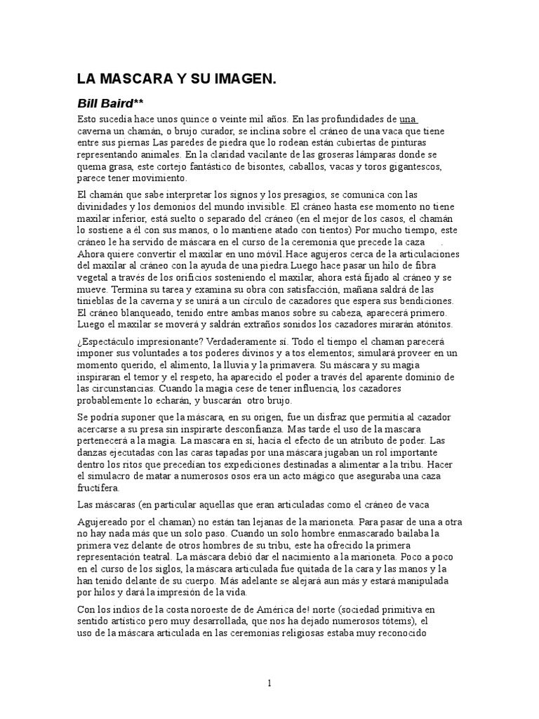 La Mascara y Su Imagen | PDF | Máscara | Teatro