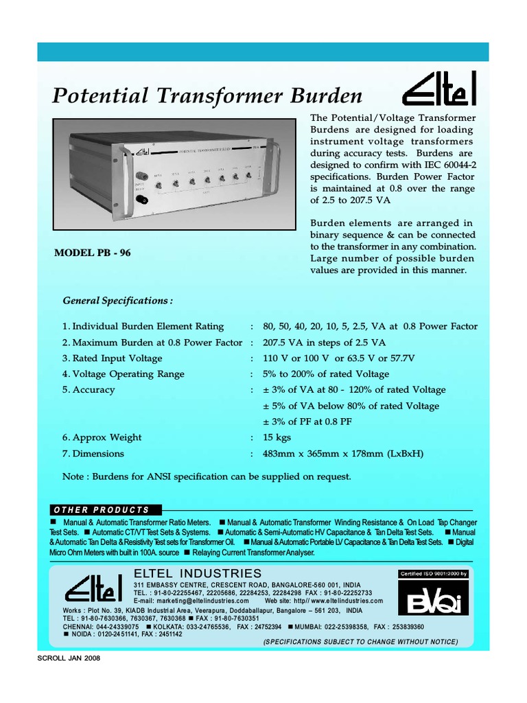 Burden Test | PDF | Transformer | Electrical Components
