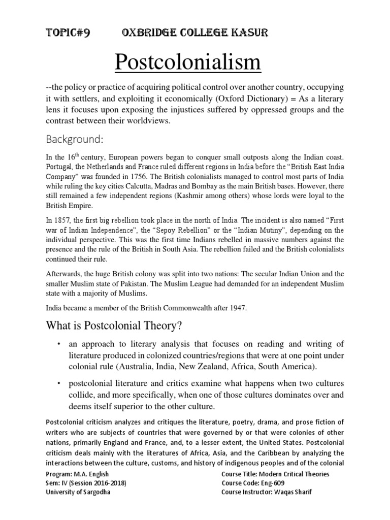 Postcolonialism | PDF | Postcolonialism | Colonialism