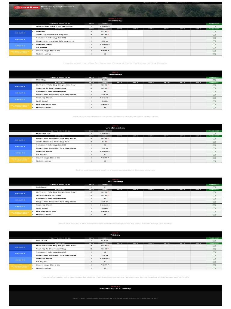 Outlive Mens Bodyweight Workout Beta 0.1.0 | PDF | Breathing | Physical ...