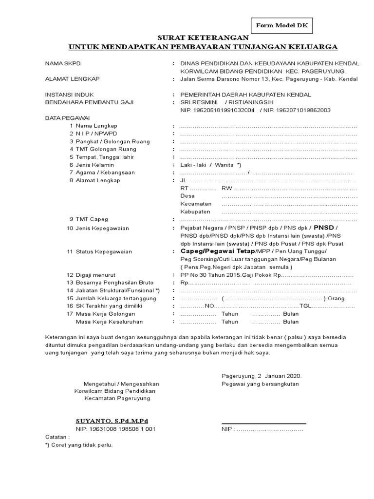 Blangko Skumptk 2020 | PDF