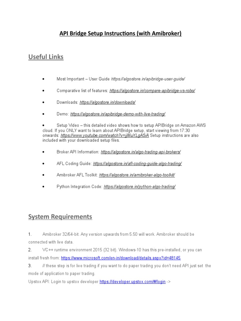 APIBridge Setup Instructions | PDF | Technical Analysis | Application Programming Interface