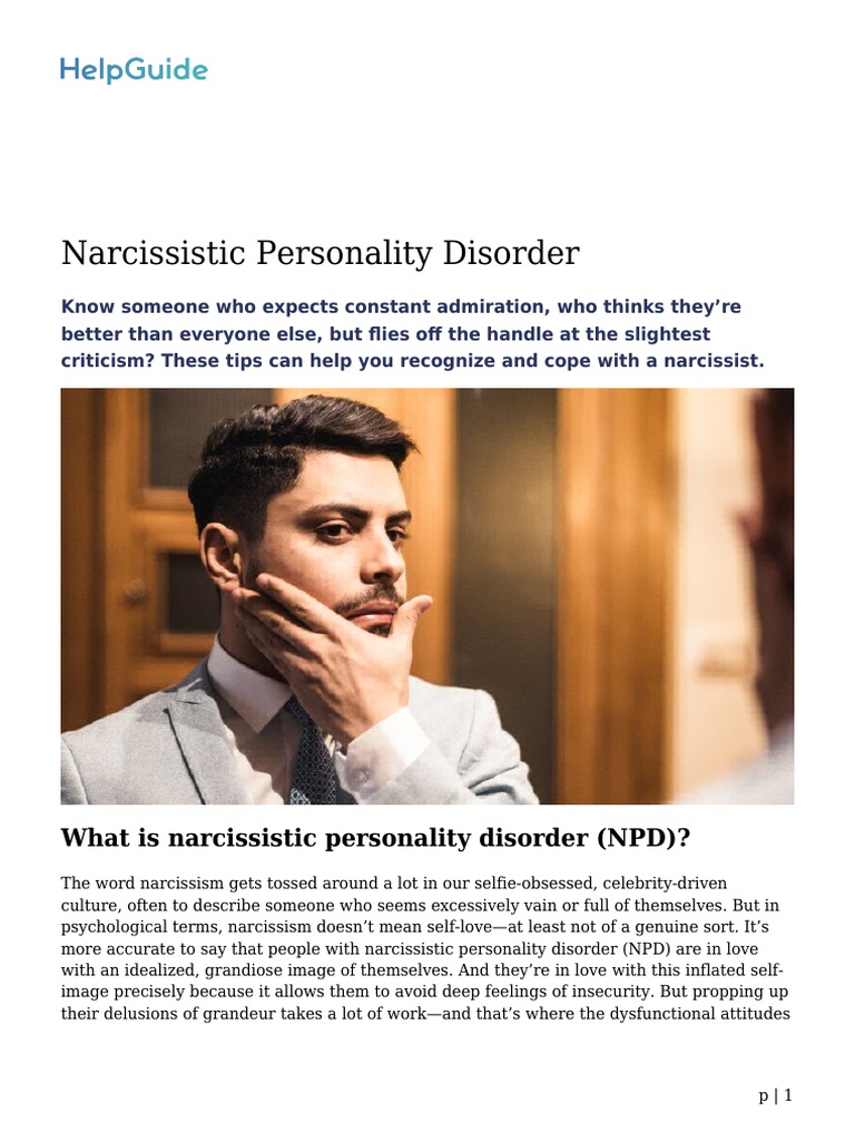 Narcissistic Personality Disorder | PDF | Narcissism | Personality Disorder