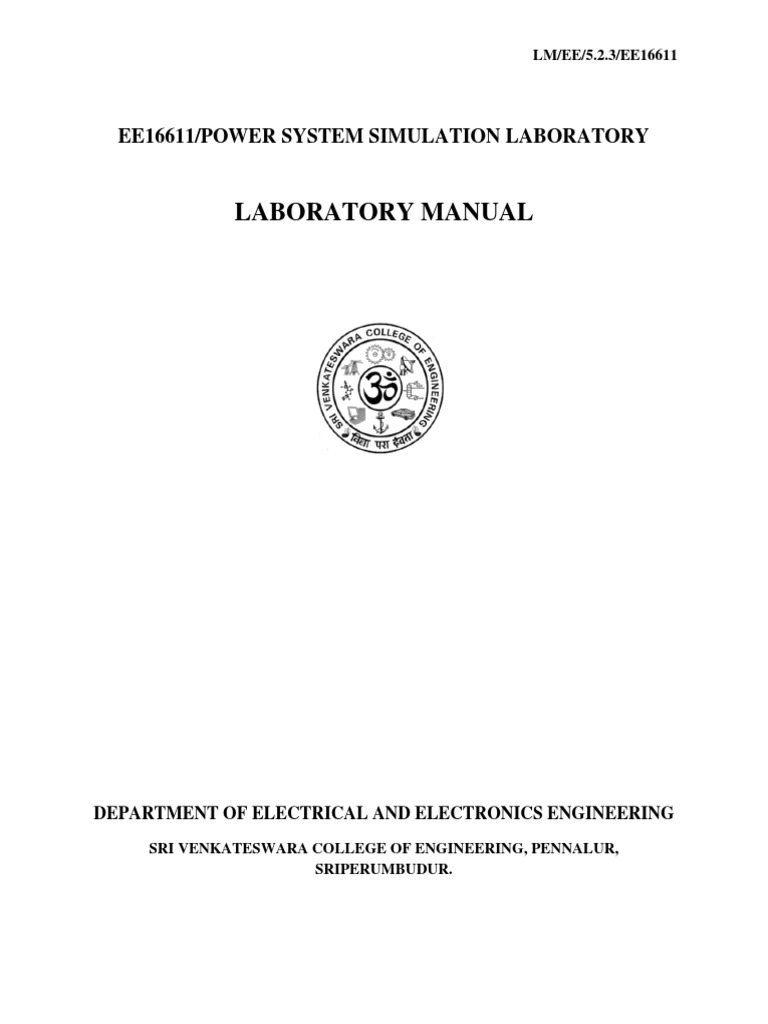 EE16611 PSS Lab Manual-Merged | PDF | Matrix (Mathematics) | Power (Physics)