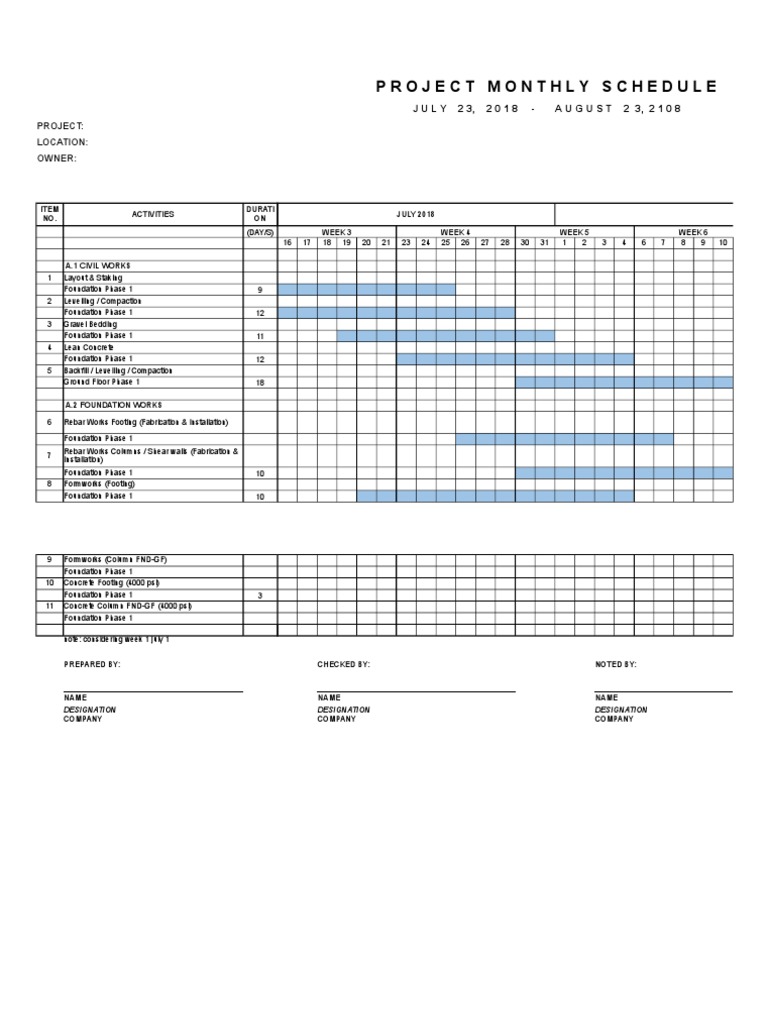 Project Schedule Structural | PDF | Concrete | Building
