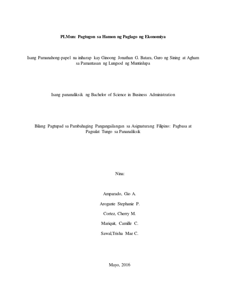 Halimbawa NG Pamanahong Papel | PDF