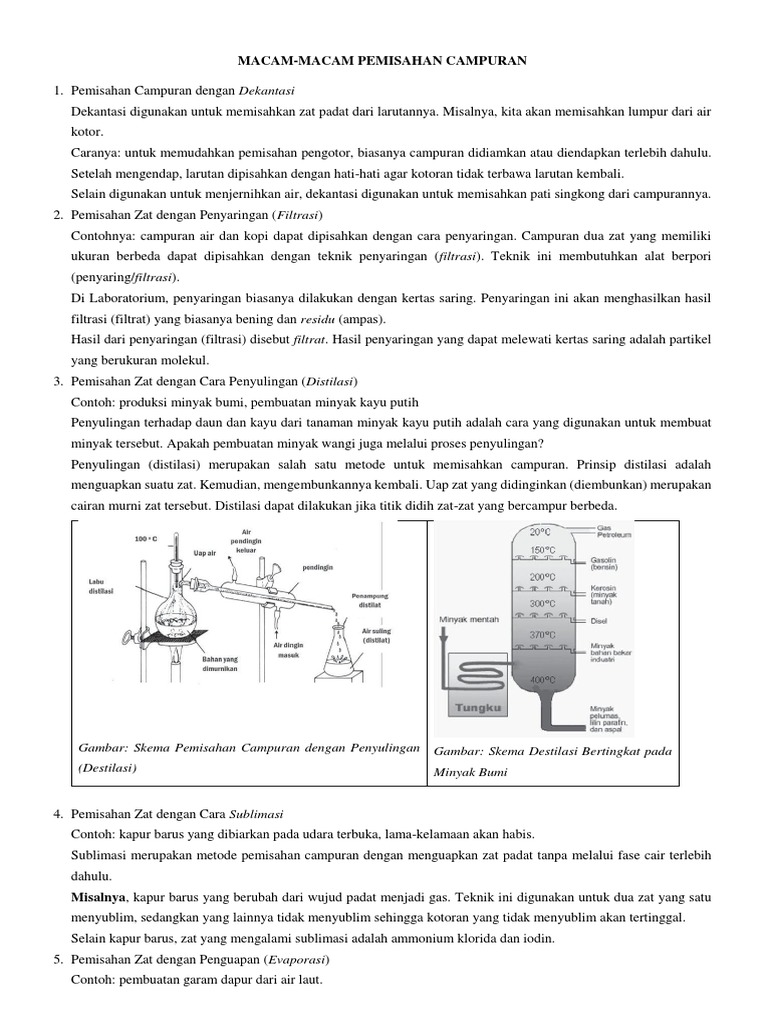 Macam-Macam Pemisahan Campuran | PDF | Memasak, Makanan, & Anggur ...