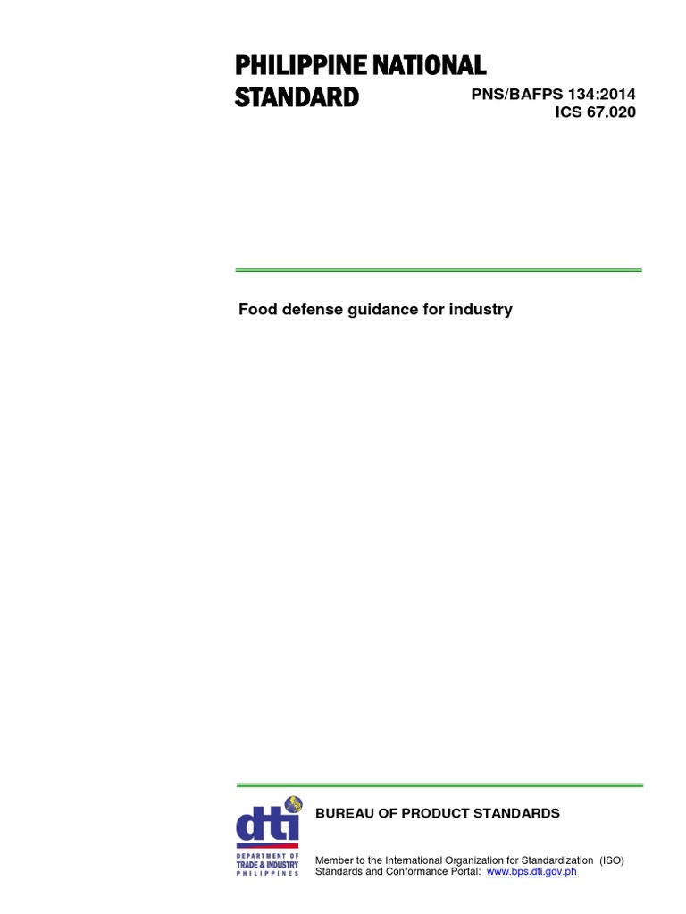 PNS Food Defense Guidance | PDF | Emergency Management | Foods