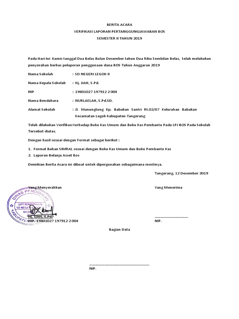 Berita Acara Bos | PDF