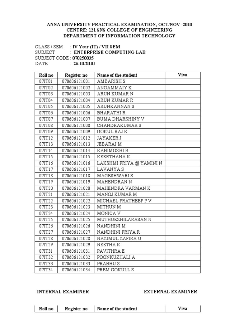 Viva Sheet Pdf