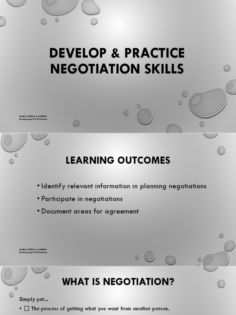 Develop and Practice Negotiation Skills | Download Free PDF | Negotiation | Action (Philosophy)