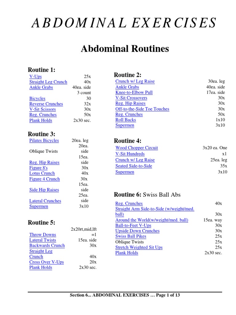 Abdominal Workout Chart Pdf
