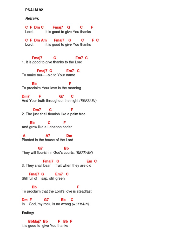 New PSALM 92 (Chords) | PDF