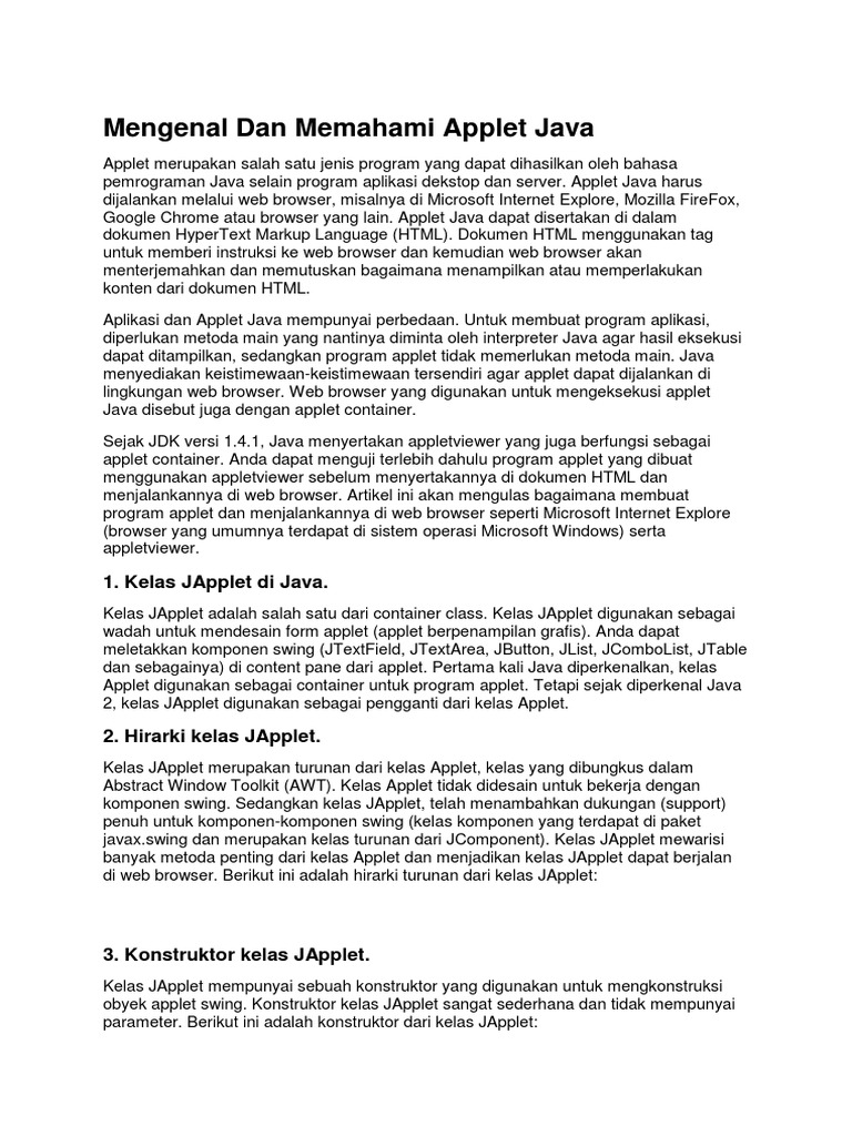 Mengenal Dan Memahami Applet Java Roesdiana | PDF Mengenal Dan Memahami Applet Java Roesdiana | PDF