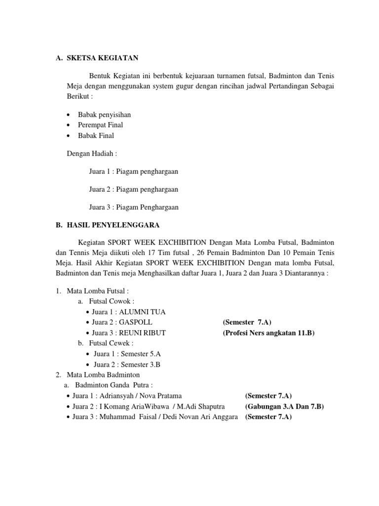 Evaluasi Kegiatan Futsal | PDF