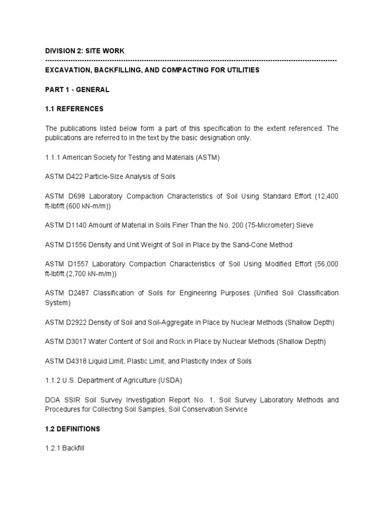 Division 2 - Site Work | PDF | Topsoil | Drainage