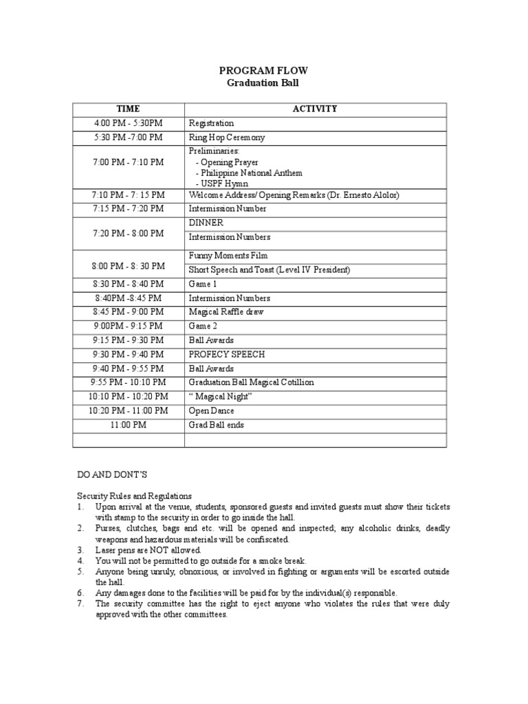 Grad Ball Program Flow | PDF