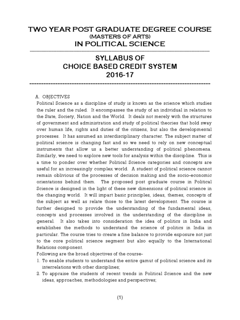 MA Political Science Syllabus Overview | PDF | University And College ...