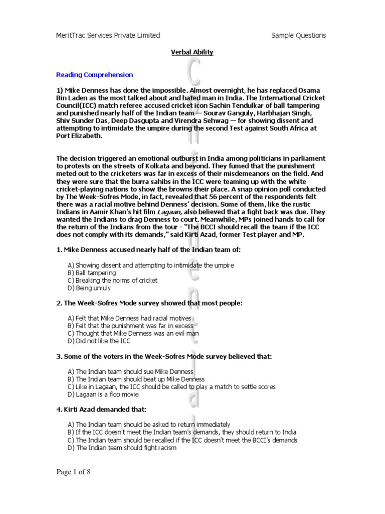 Aspire Sample Questions | Download Free PDF | Inference | Sports