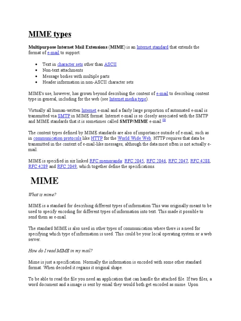 MIME Types | PDF | Cyberspace | Computer Mediated Communication