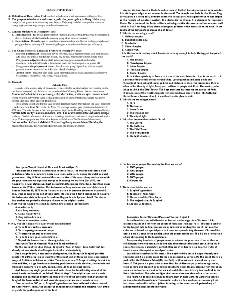 Descriptive Text Guide & Examples | PDF | Jakarta | Paris