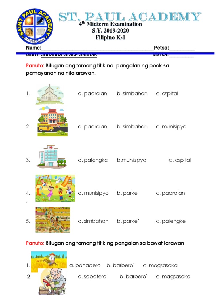 4th Midterm Examination in Filipino | PDF