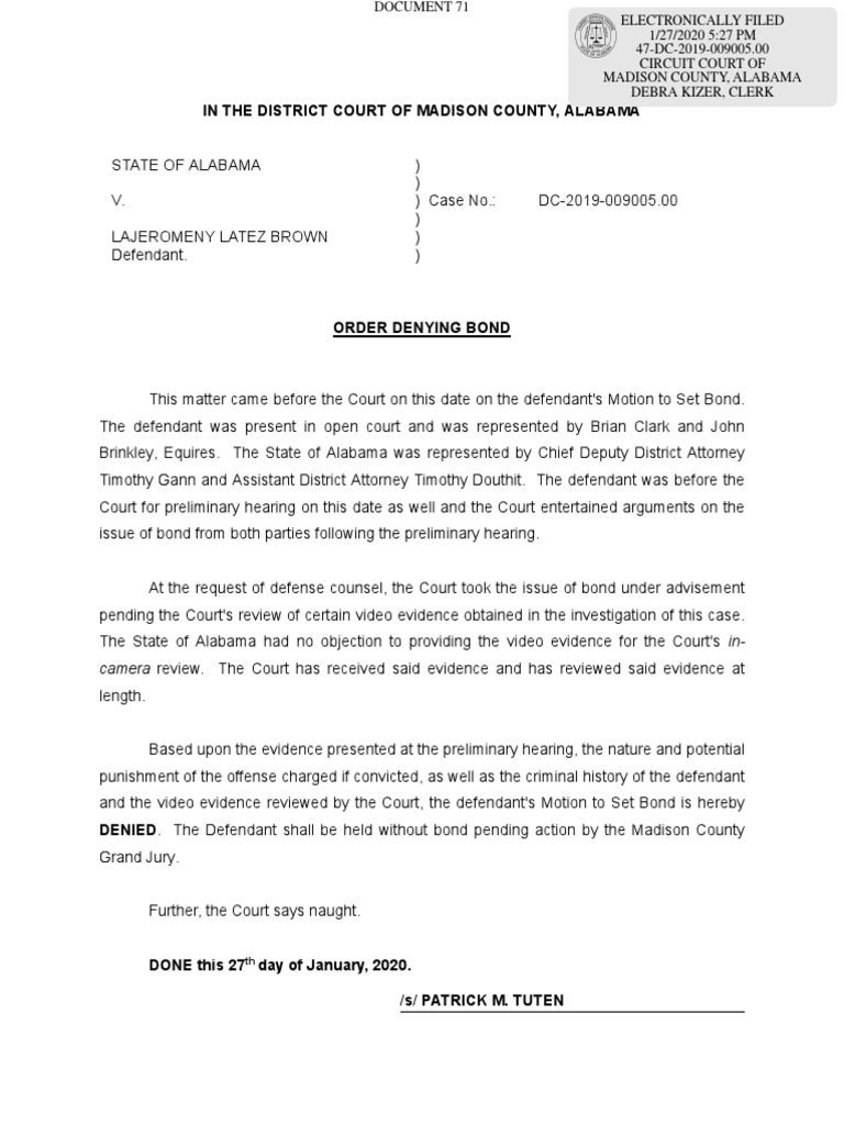 Judge Declines To Set Bail For LaJeromeny Brown | PDF | Wisconsin ...